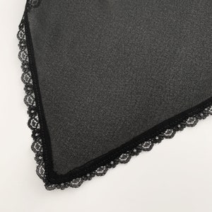 Black Chiffon Lace Trim Sheer Triangle Headband - Head Scarf, Wrap ...