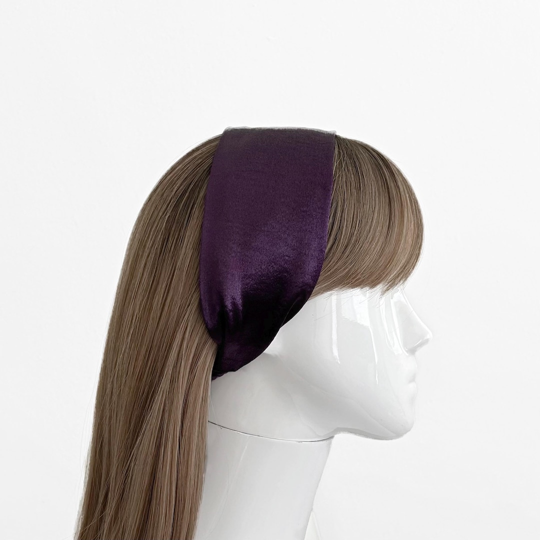 Purple Silk Satin Narrow Headband - Elastic Hairband, Boho, Elegant ...