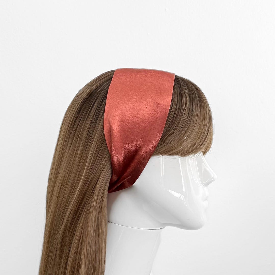 Satin Metallic Burnt Orange Copper Headband - Hair Scarf, Bandanas ...