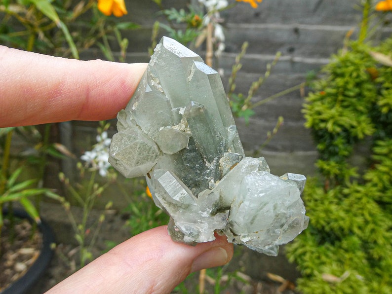 Chlorite Quartz Crystal Specimen: Raw Green Lodolite Cluster - Etsy ...
