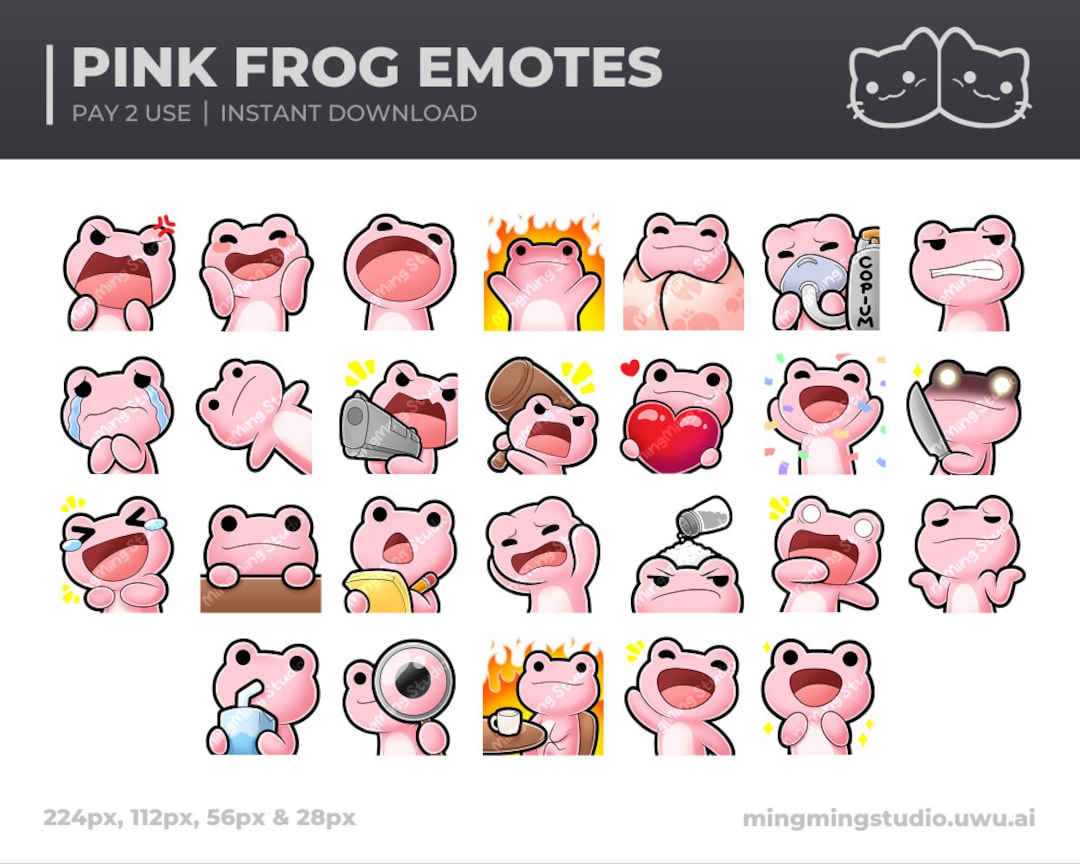Frog Emotes | 26 Cute Pink Frog Emotes for Twitch, Youtube And/or ...
