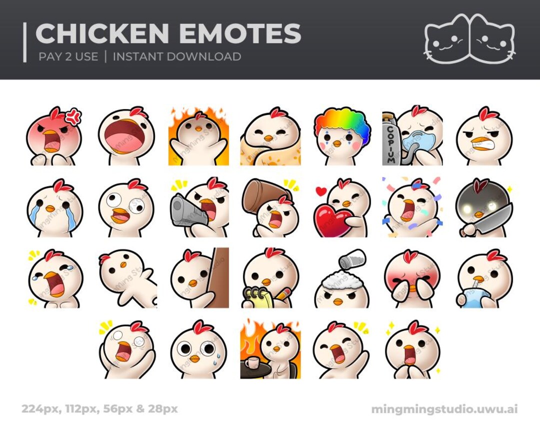 Chicken Emotes | 26 Cute Chicken Emotes for Twitch And/or Discord ...
