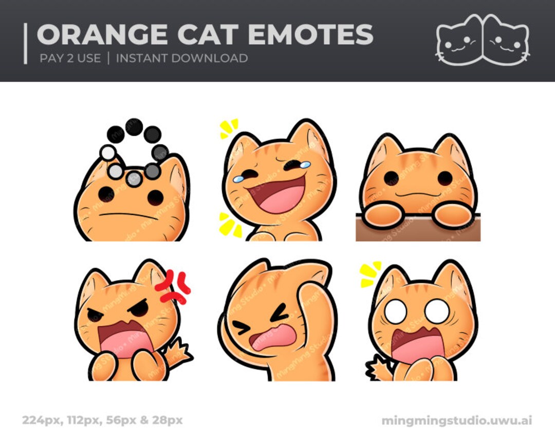 Orange Cat Emotes | 6 Cute Cat Emotes for Your Twitch, Youtube And/or ...