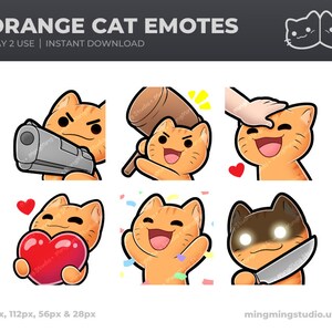 Orange Cat Emotes | 6 Cute Cat Emotes for Your Twitch, Youtube And/or ...