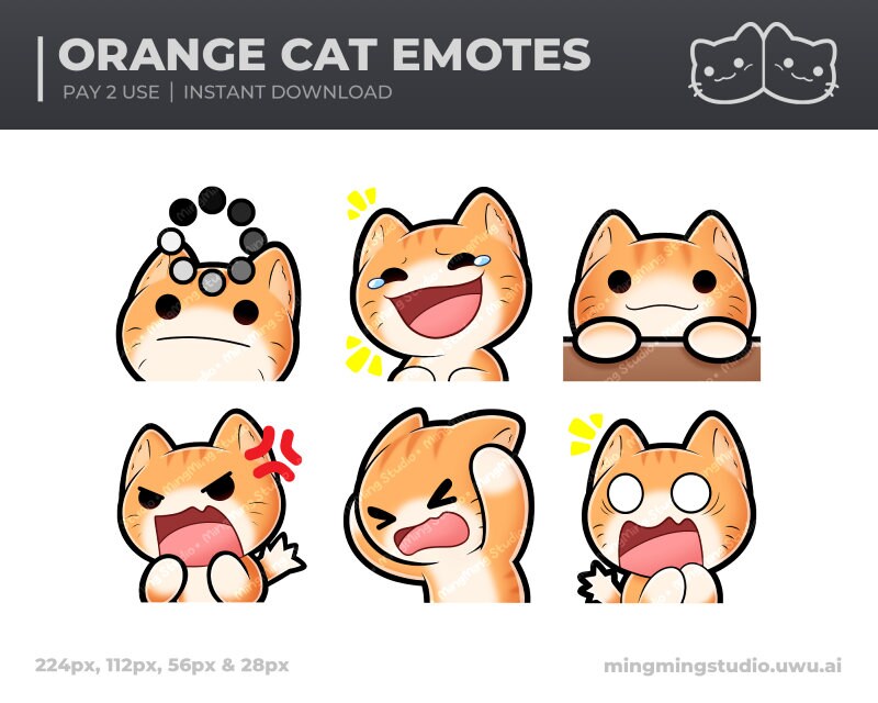 Orange Cat Emotes | 6 Cute Cat Emotes for Your Twitch, Youtube And/or ...