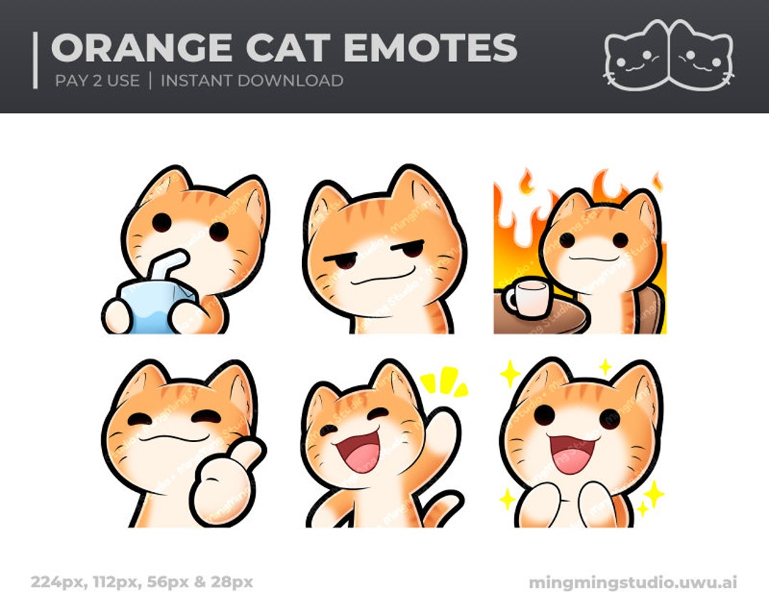 Orange Cat Emotes | 6 Cute Cat Emotes for Your Twitch, Youtube And/or ...