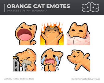 Orange Cat Emotes | 6 Cute Cat Emotes for Your Twitch, Youtube And/or ...