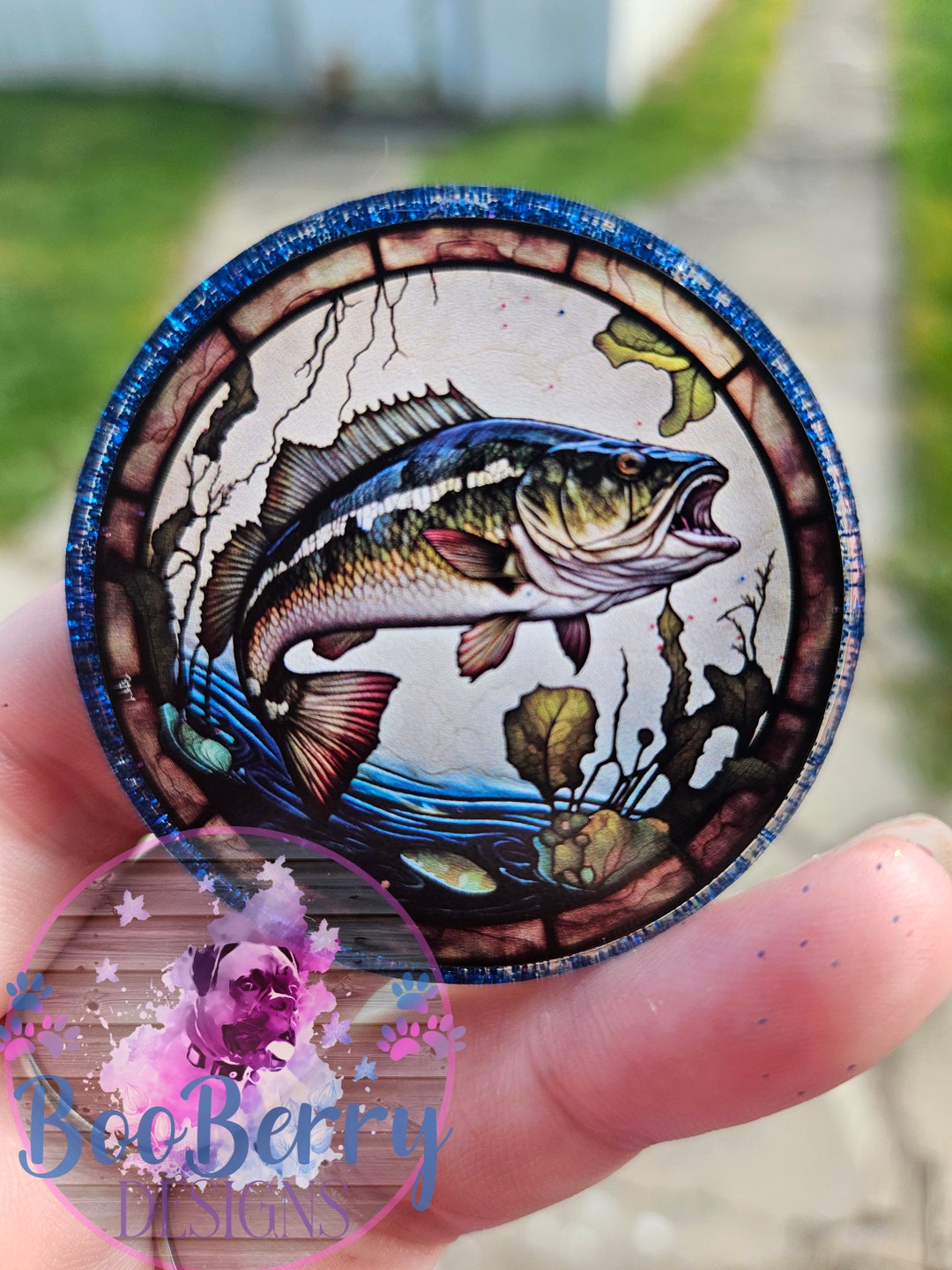 Bass Fishing Badge Reel, Paperclip Bookmark, Keychain, Phone Socket, or ...