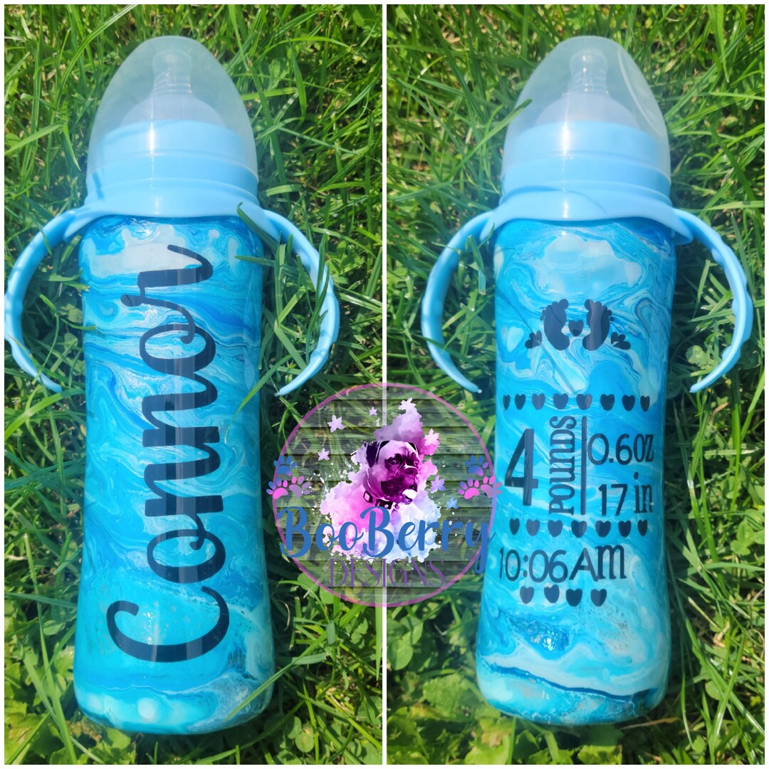 Baby Birth Stats Glitter Epoxy Baby Bottle - Etsy