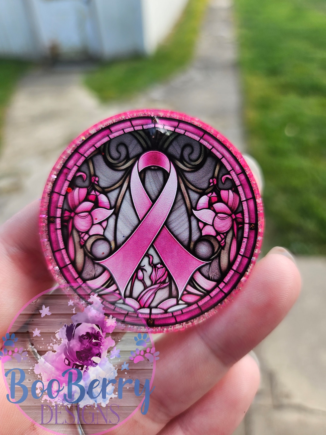 Breast Cancer Ribbon Badge Reel, Paperclip Bookmark, Keychain, Phone ...