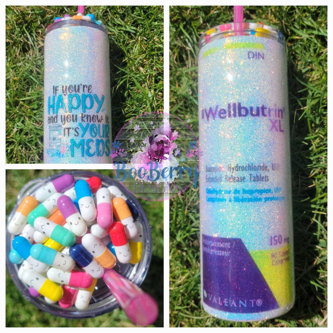 Funny Med Custom Epoxy Tumbler With Happy Pill Lid - Etsy