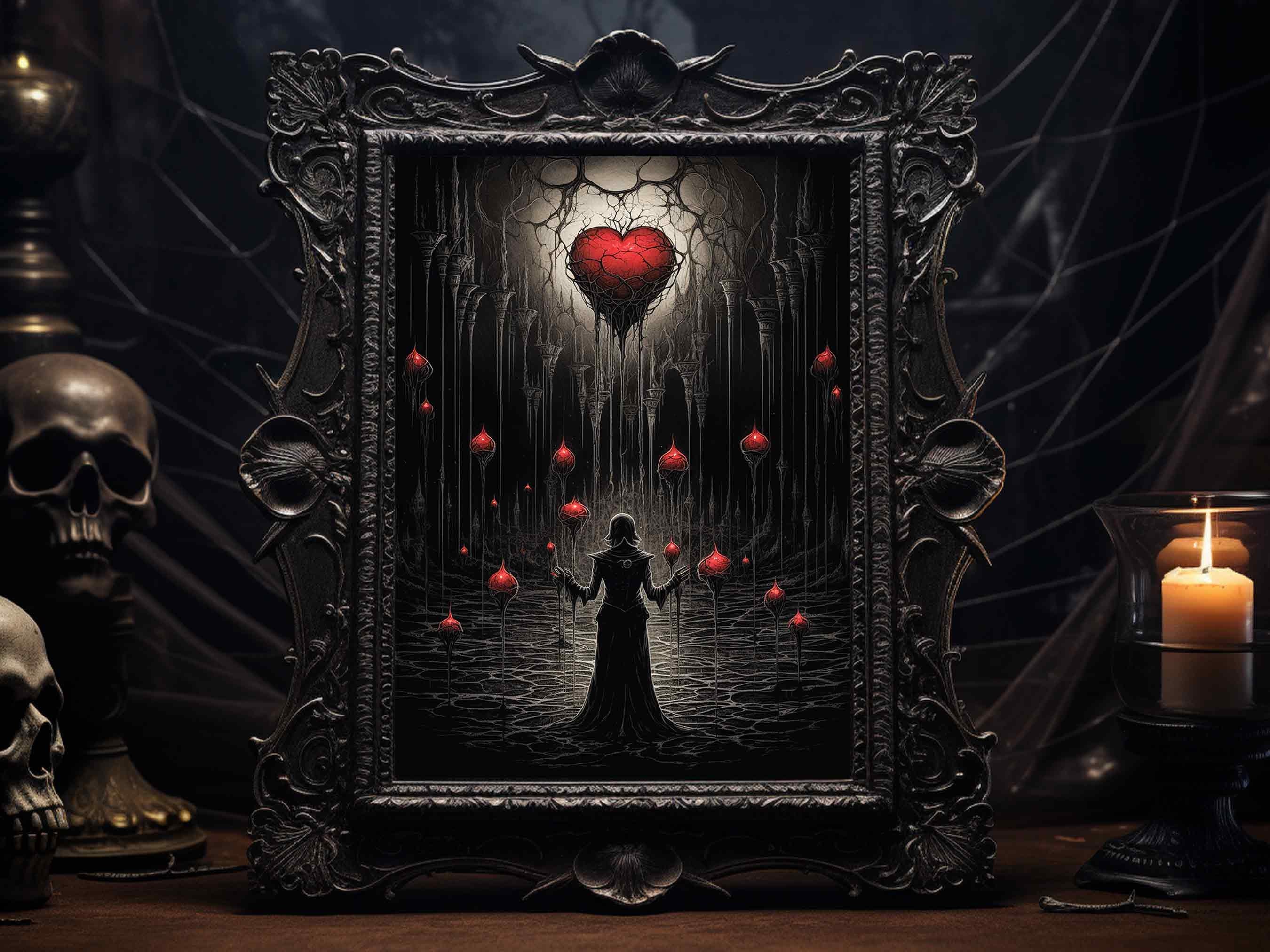 Funeral of Hearts Gothic Fantasy Print Dark Vintage Illustration - Etsy