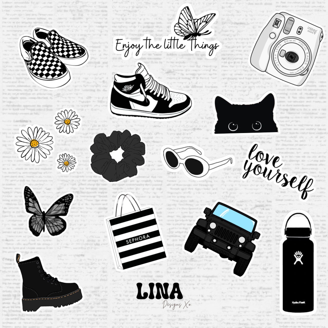 Black Aesthetic Sticker / Preppy Girl Stickers / Goth Girl Stickers ...