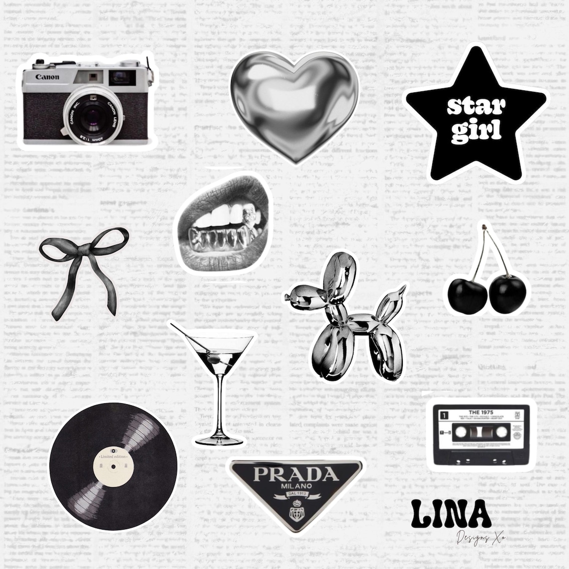 Black Aesthetic Sticker / NYC It Girl Stickers / Y2k Sticker /discoball ...