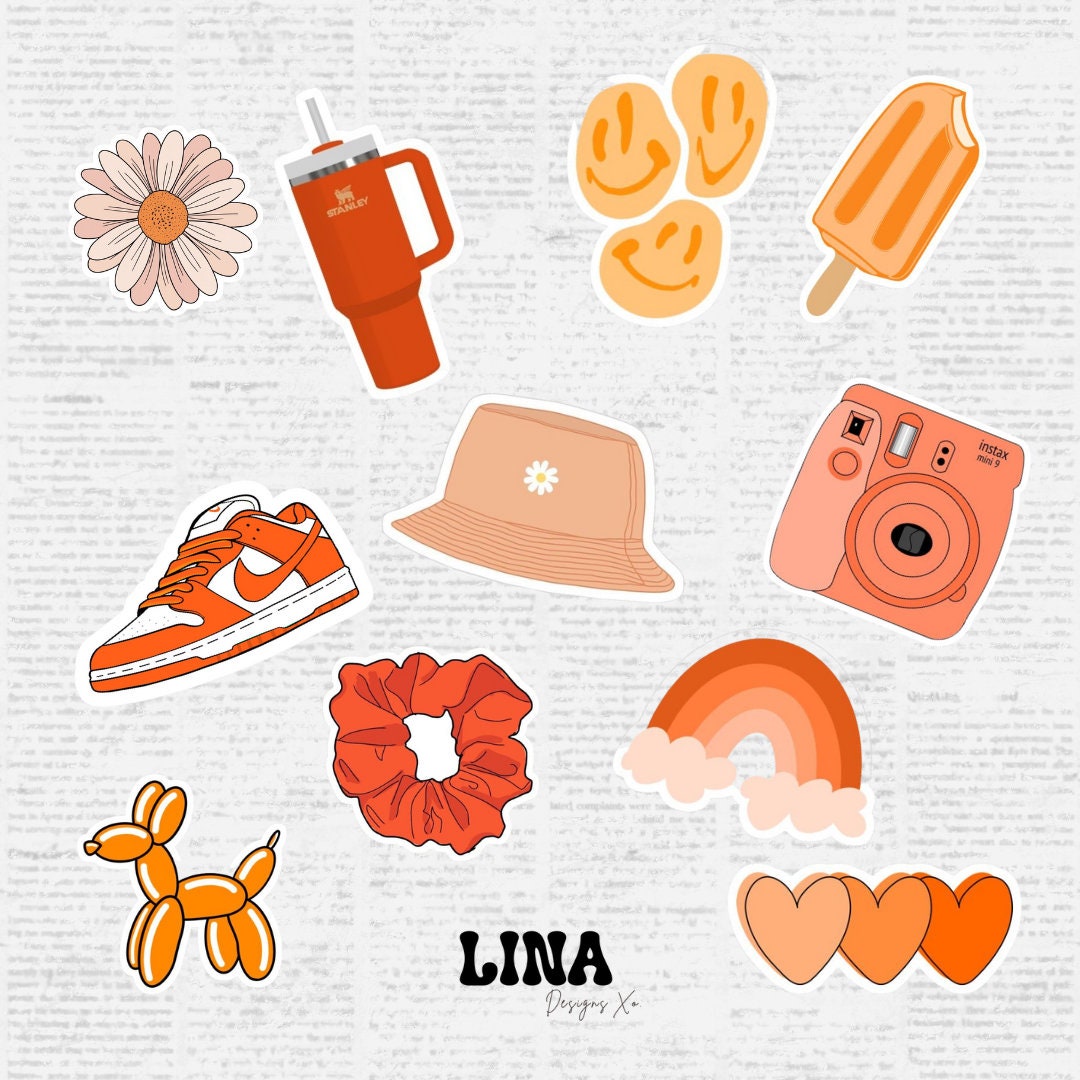 Orange Aesthetic Sticker / Preppy Girl Stickers / VSCO Sticker Pack ...
