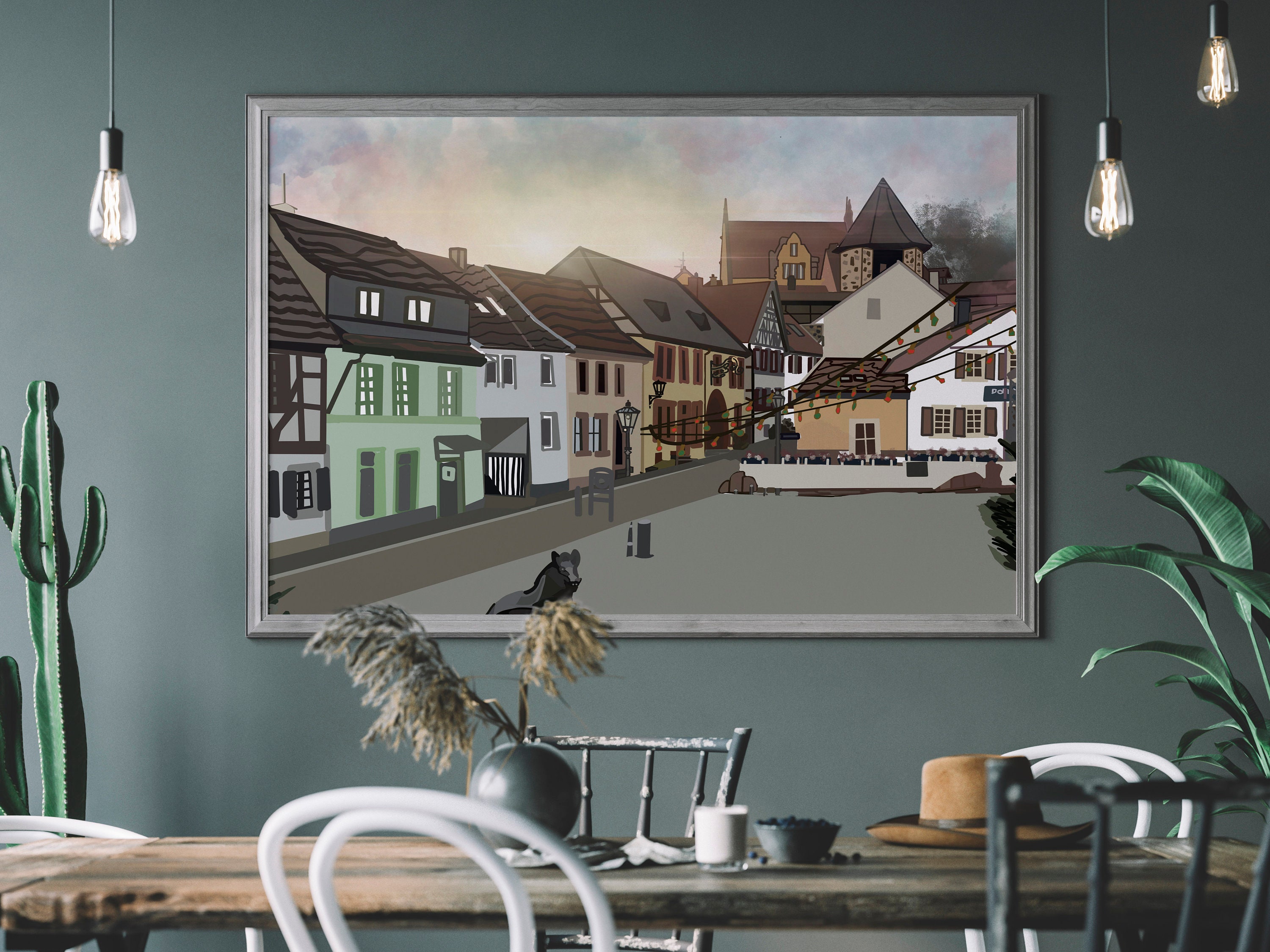German Village Drawing, Digital Download, Wall Art, Digital File ...