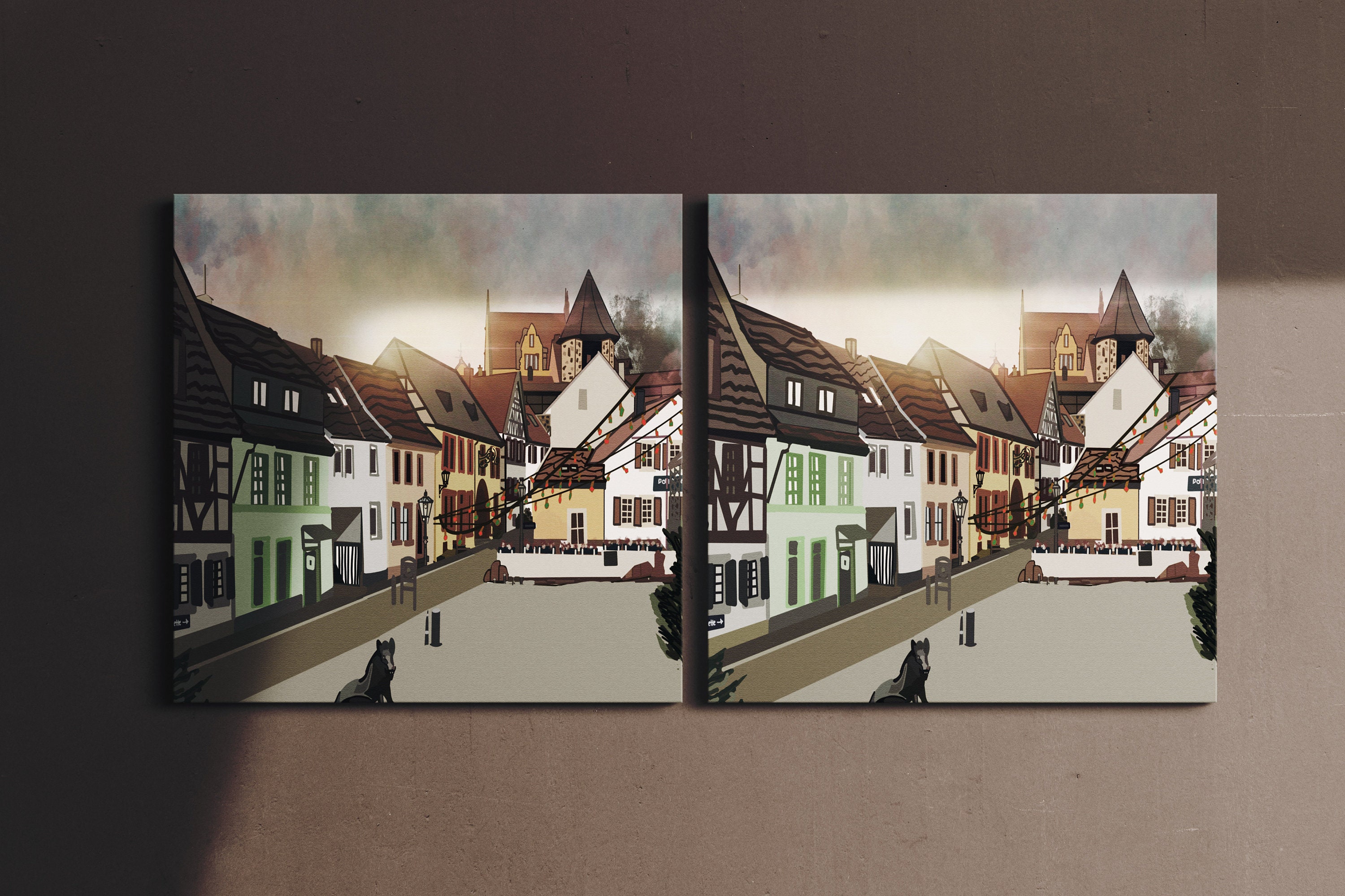 German Village Drawing, Digital Download, Wall Art, Digital File ...