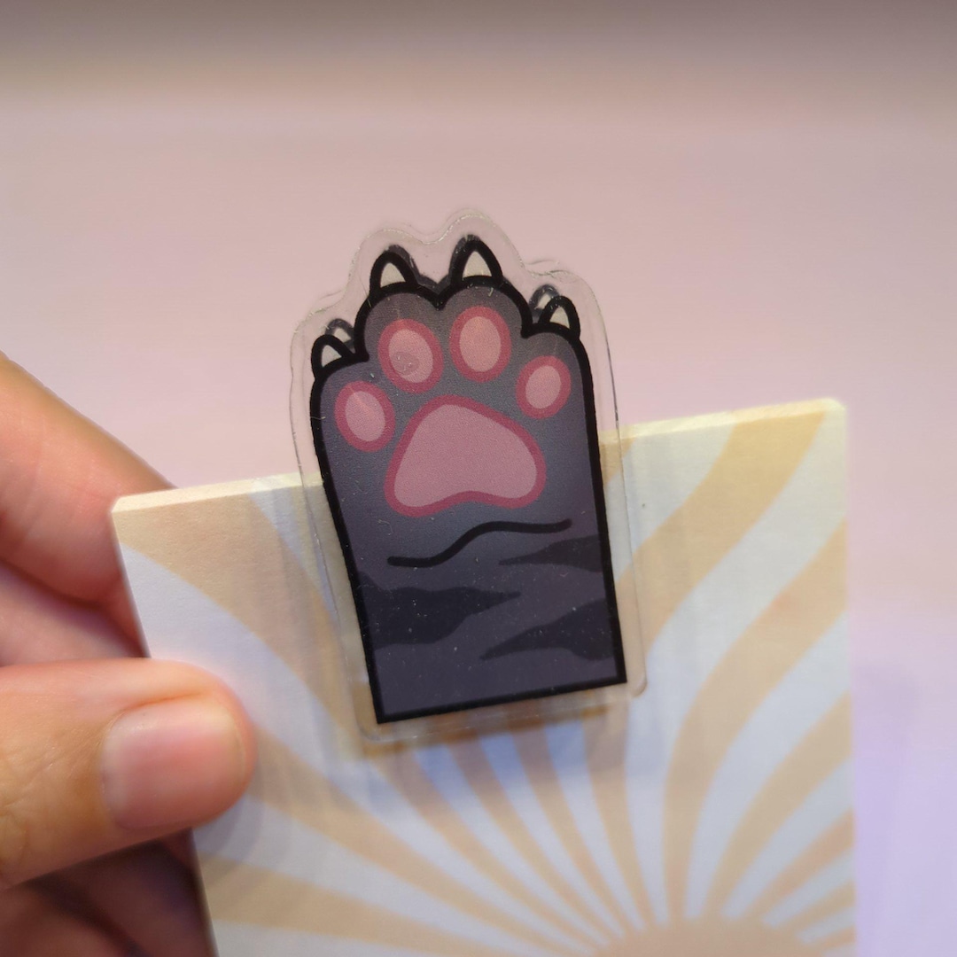 Acrylic Grey Tabby Cat Paw Paperclip | Acrylic Double Sided Paper Clip ...