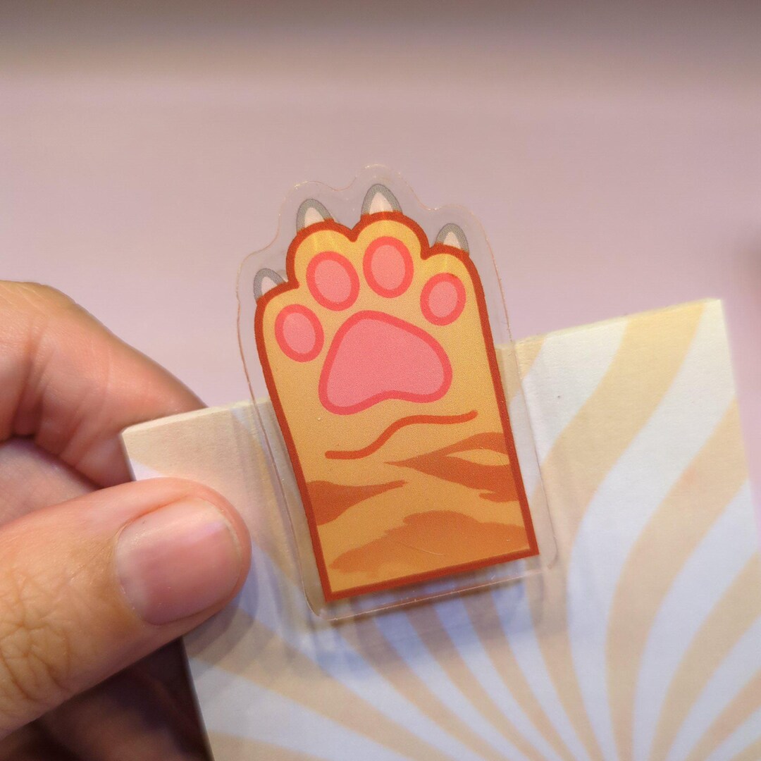 Acrylic Orange Tabby Cat Paw Paperclip | Acrylic Double Sided Paper ...