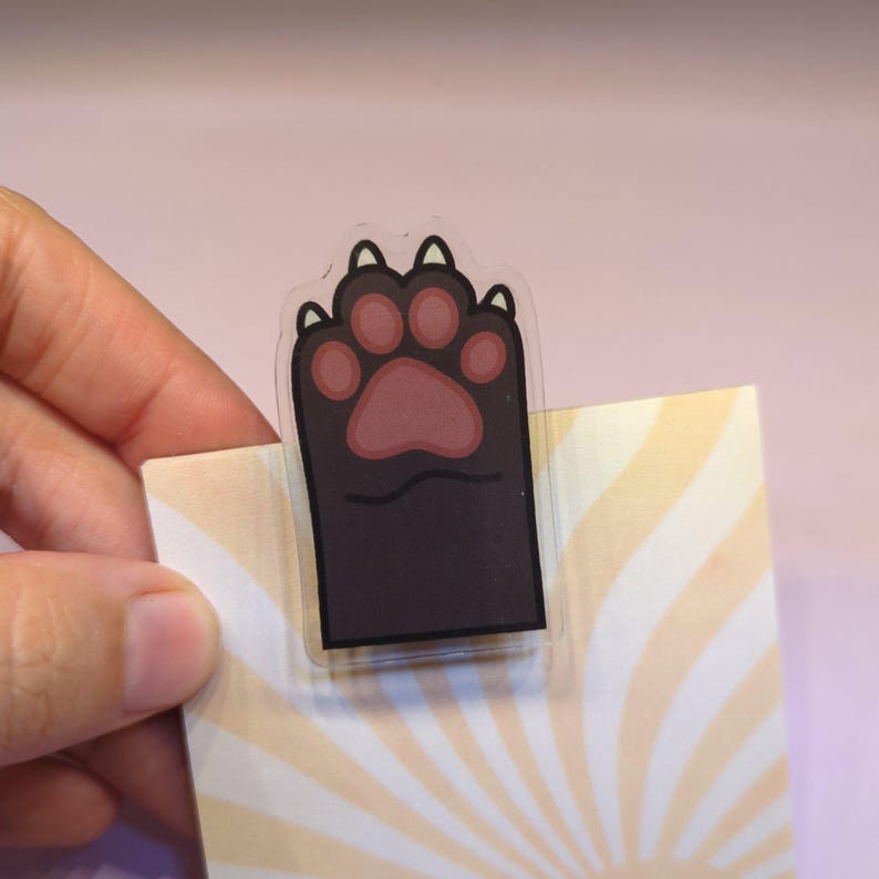 Acrylic Black Cat Paw Paperclip | Acrylic Double Sided Paper Clip - Etsy