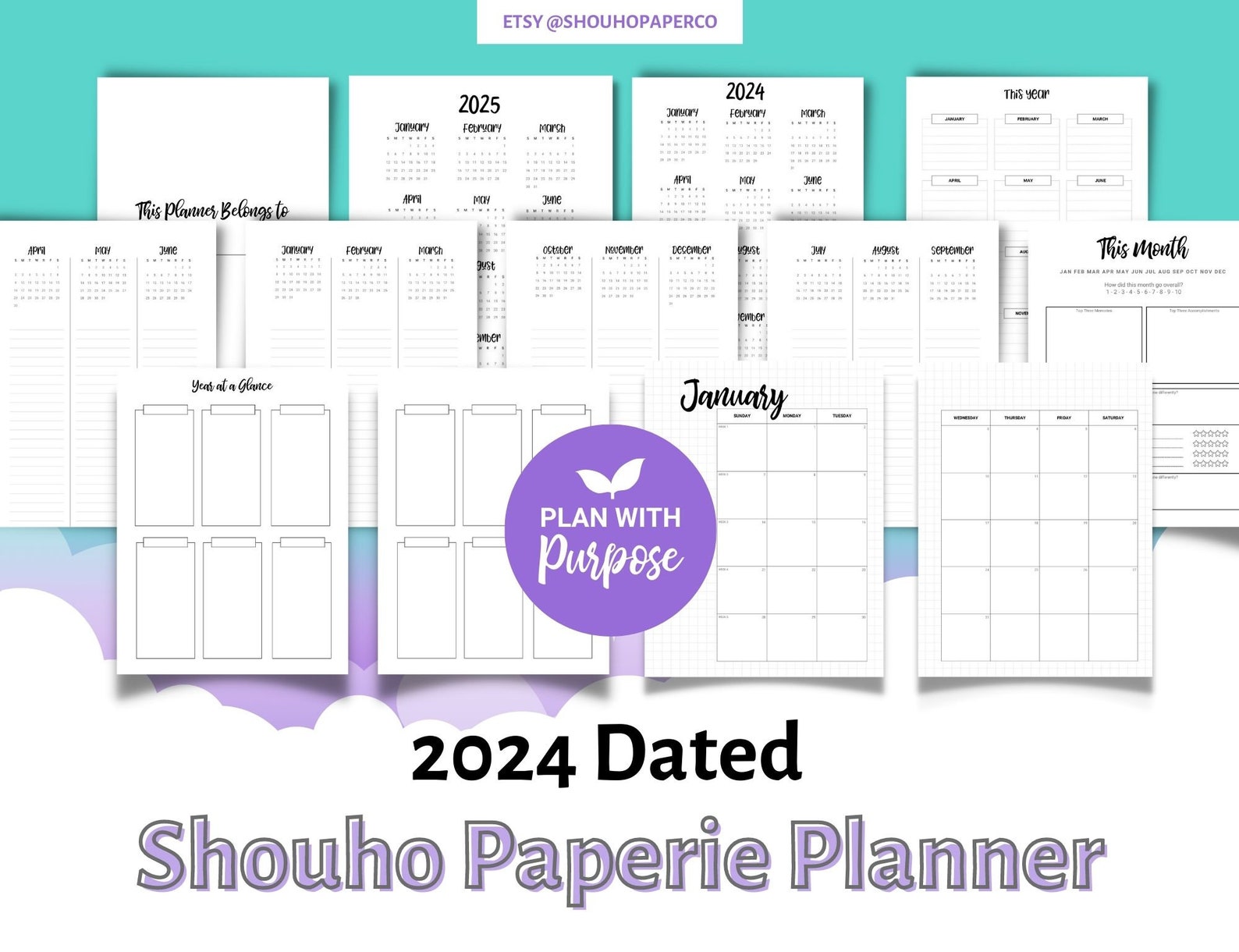 Printed 2023 2024 Dated Planner Classic Size Paper 7 X 9.25 Punched or ...