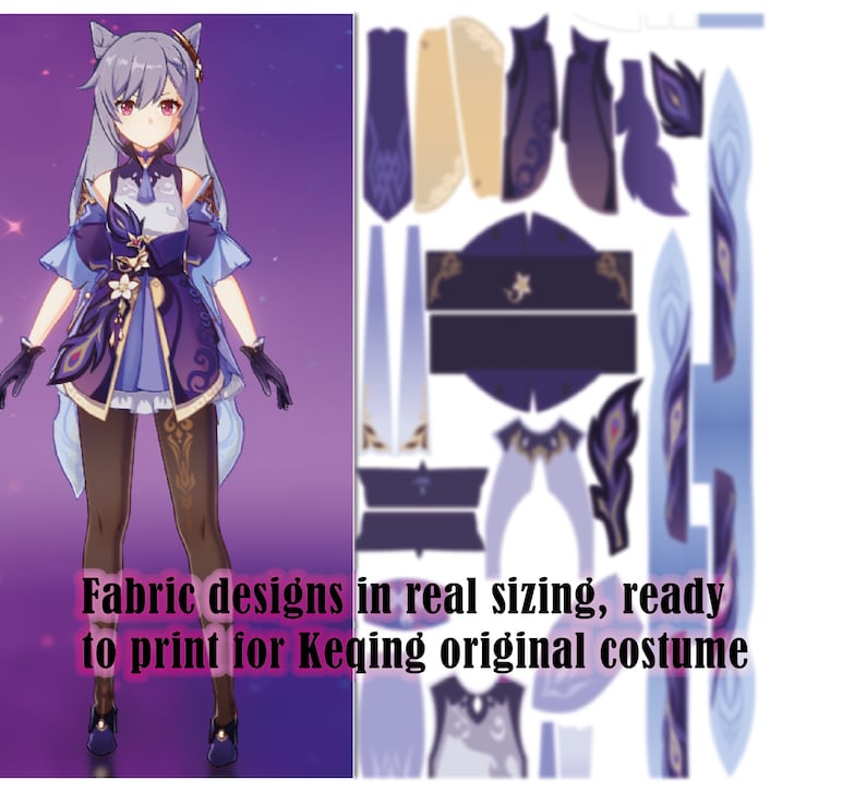 Keqing Genshin Impact Diseño Digital Listo Para Imprimir Tamaño Real ...