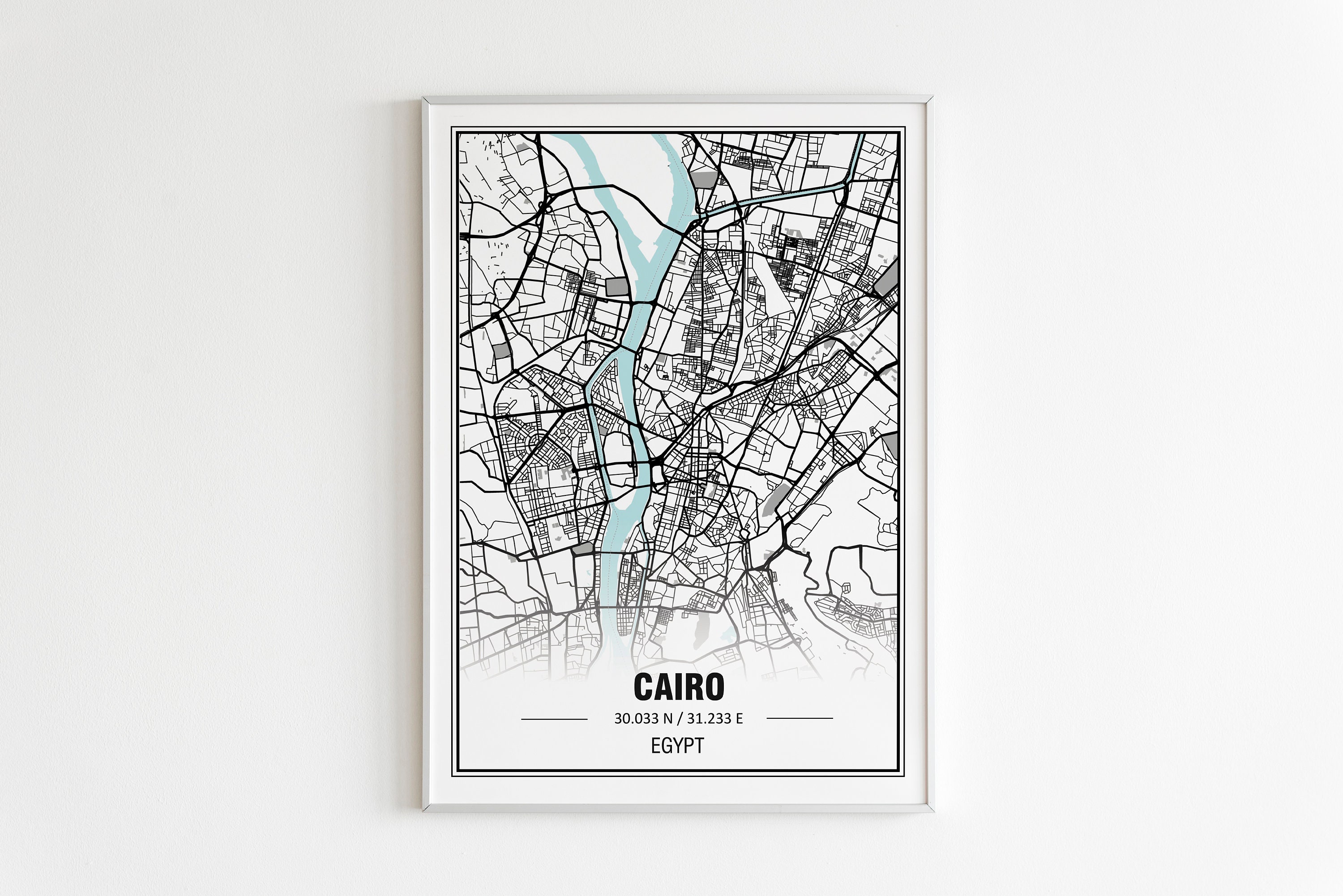 Cairo City Map Print, Egypt City Poster, City Street Map, Road Map Gift ...