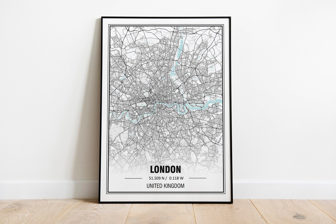 London City Map Print, Minimalistic Wall Art Poster, City Street Print ...