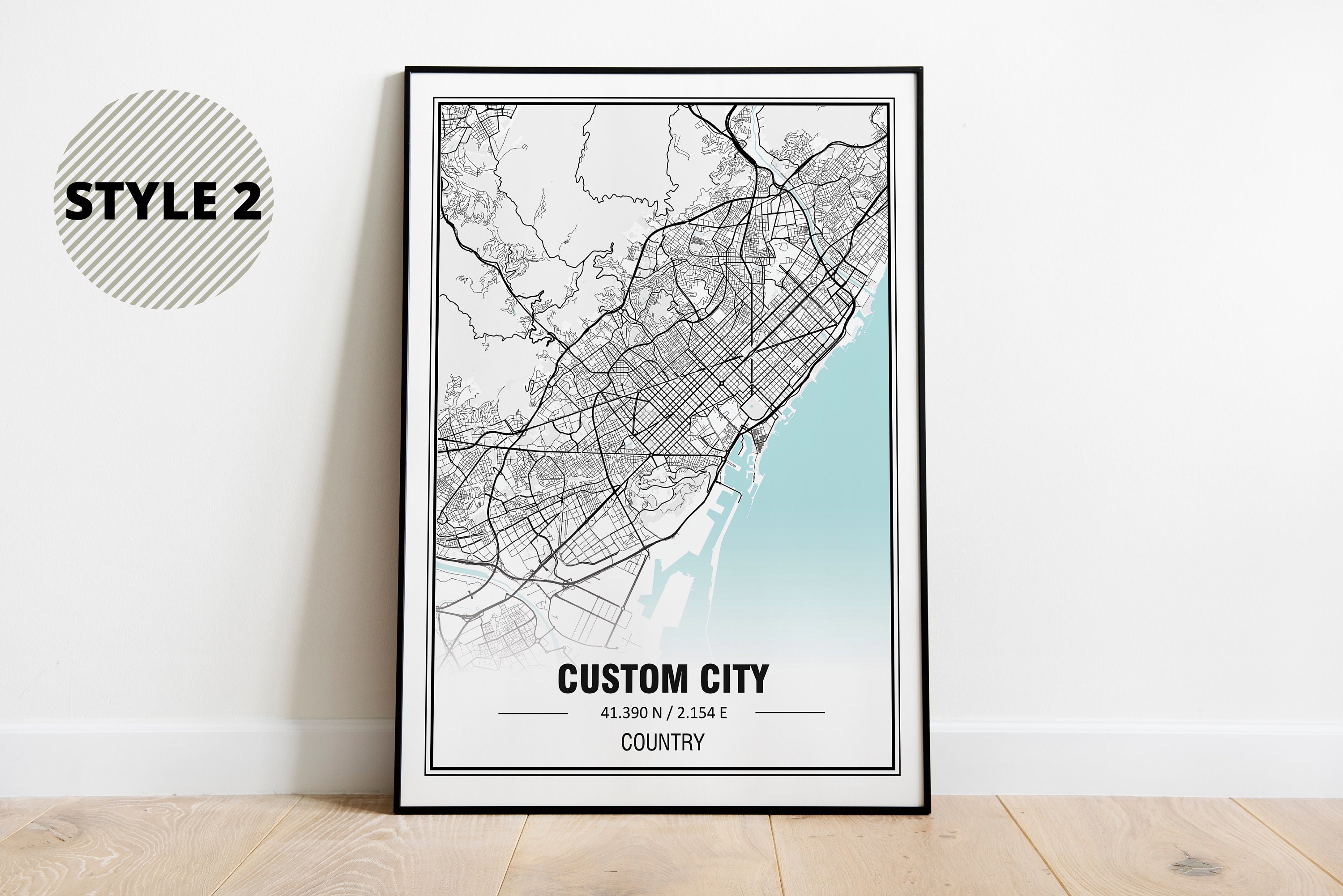 Custom City Map Print Custom Map Poster Printable Abstract Wall Art Custom Map T Travel 