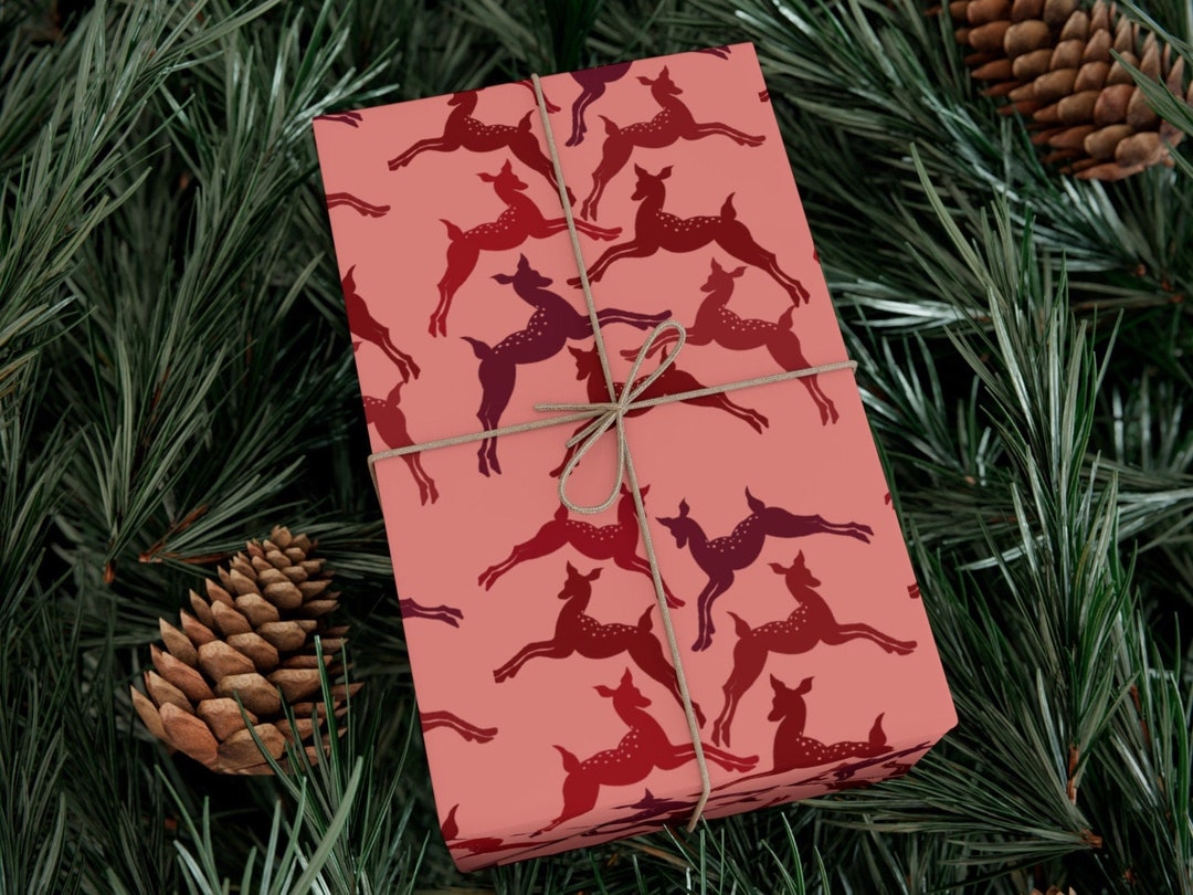 Retro Christmas Deer Wrapping Paper - Mid Century Modern Holiday Decor ...