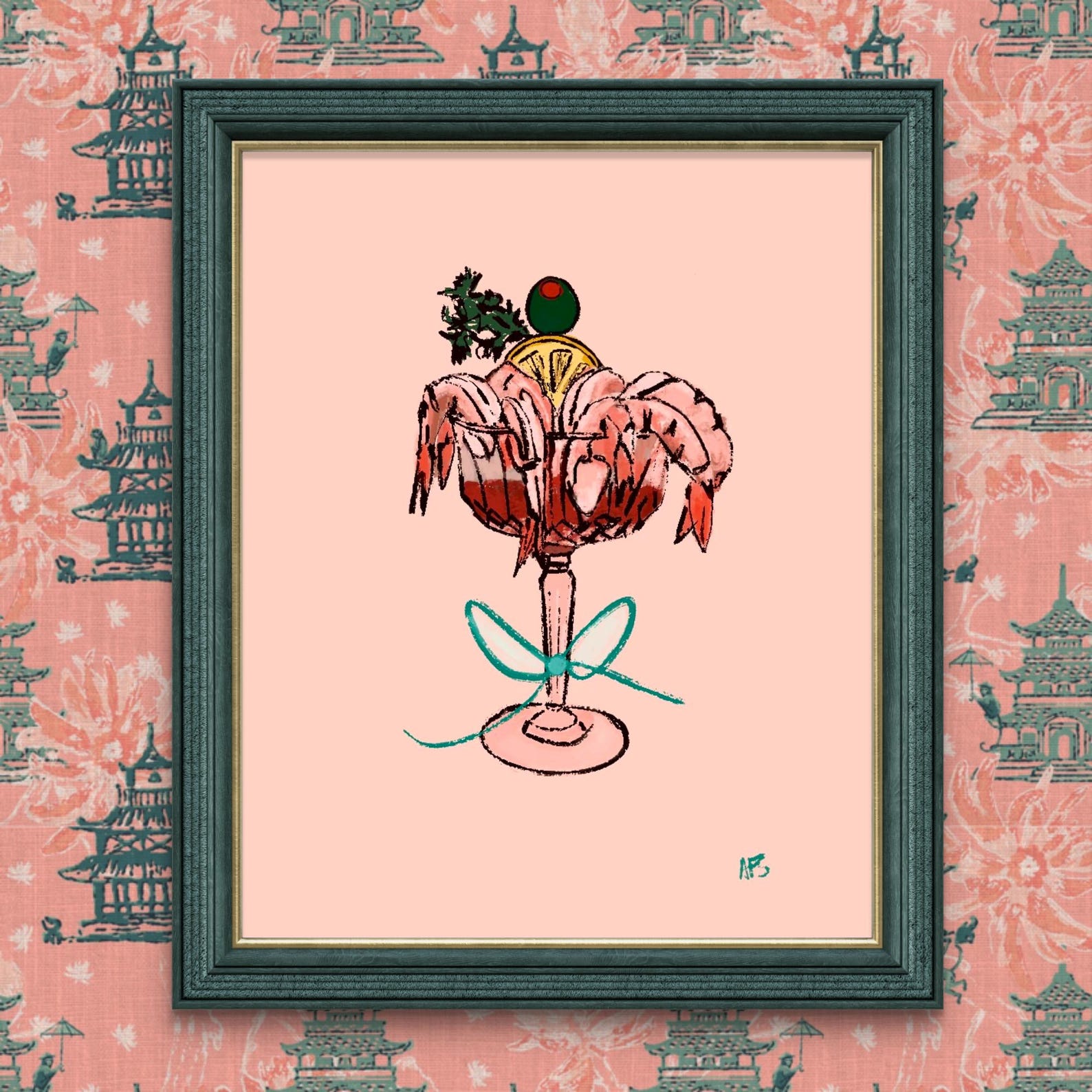 Hand Drawn Shrimp Cocktail Illustration, Fine Art Print, Seafood Lover ...