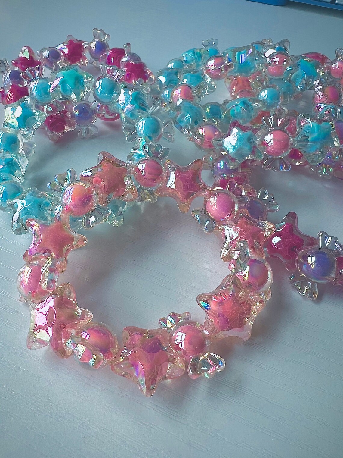 Kawaii Iridescent Star Candy Elastic Bracelets - Etsy