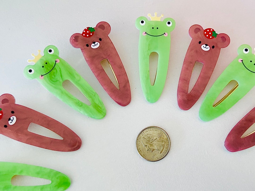 Kawaii Strawberry Bear Crown Frog Hair Clip Barrettes - Etsy