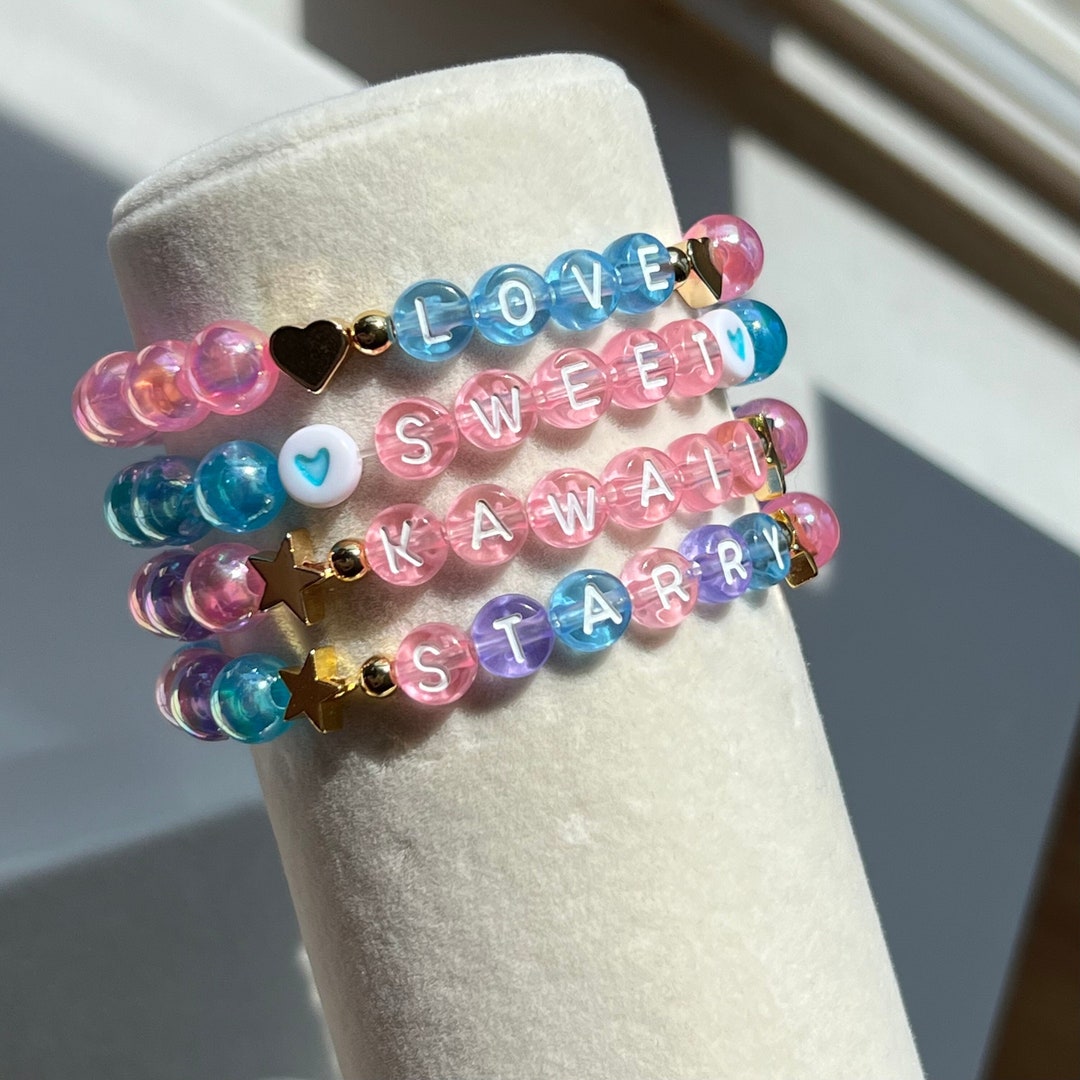Beaded Bracelet, Kawaii Bracelet, Letter Bracelet, Word Bracelet ...