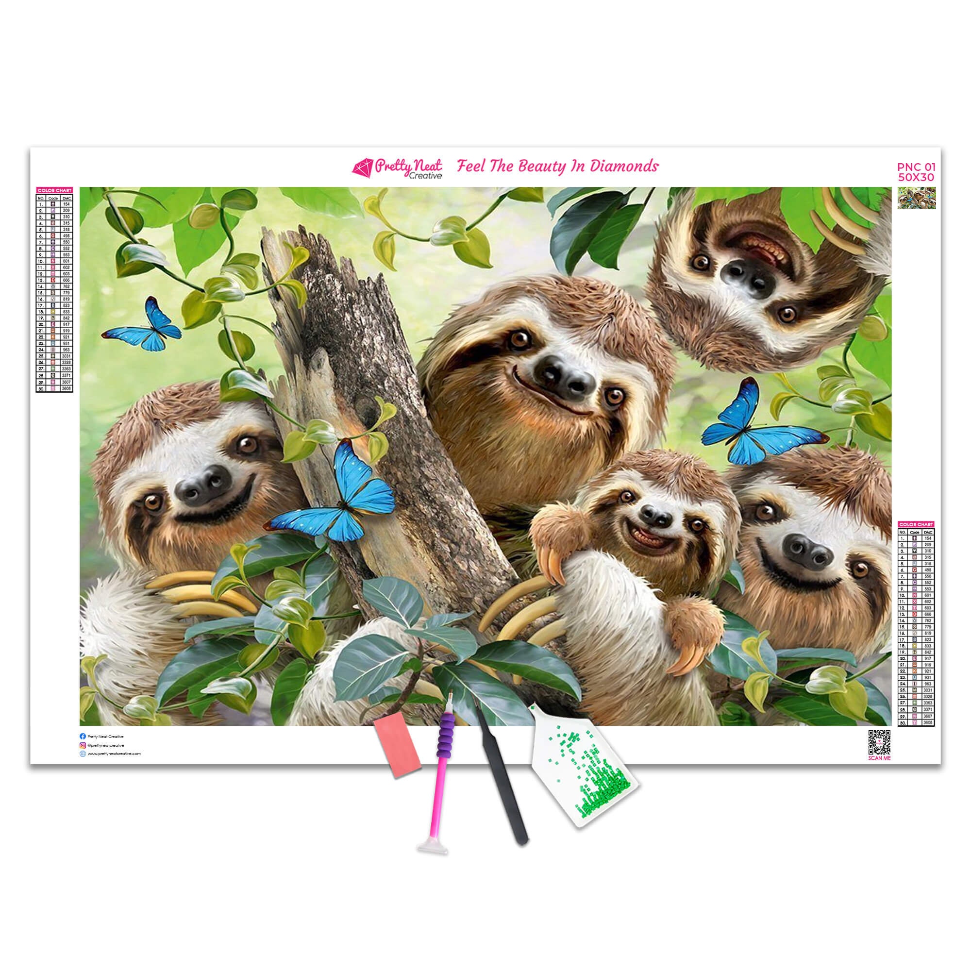 Sloth Diamond Art Kit For Kids With Frame – Sparkling Craft Activity ...