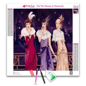 Lady Art Deco In A Prom 5D Diamond Painting Art Kit Full | Etsy