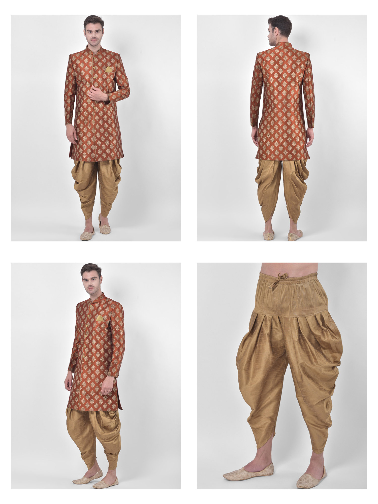 Indian Ethnic Wear, Man's Long Kurta Indo Western With Dhoti With Emb ...