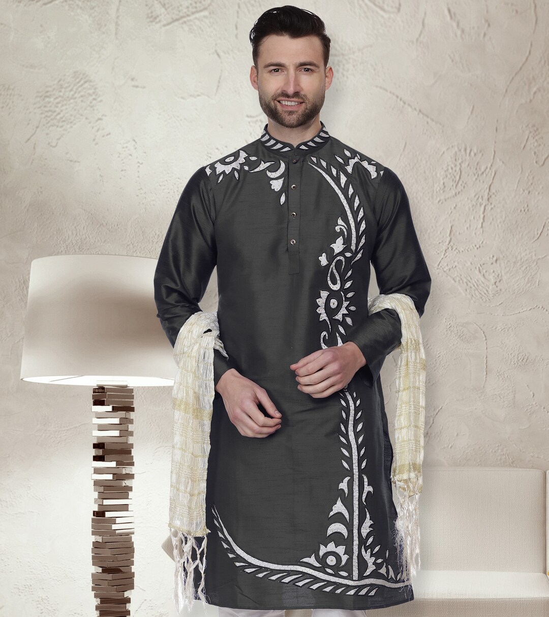 Indian Ethnic, Man's Long Kurta With Emb. Can Fit for Any Occasion ...