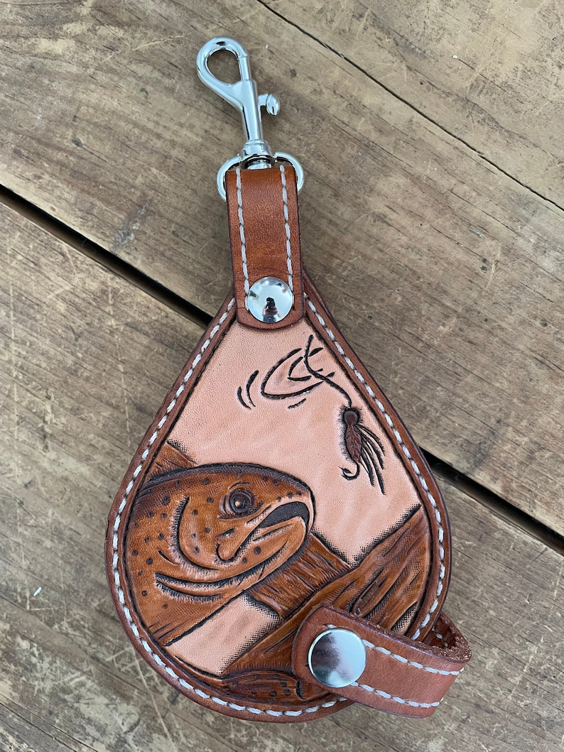 Tooled Leather Trout Fly Fishing Tie Holder - Etsy