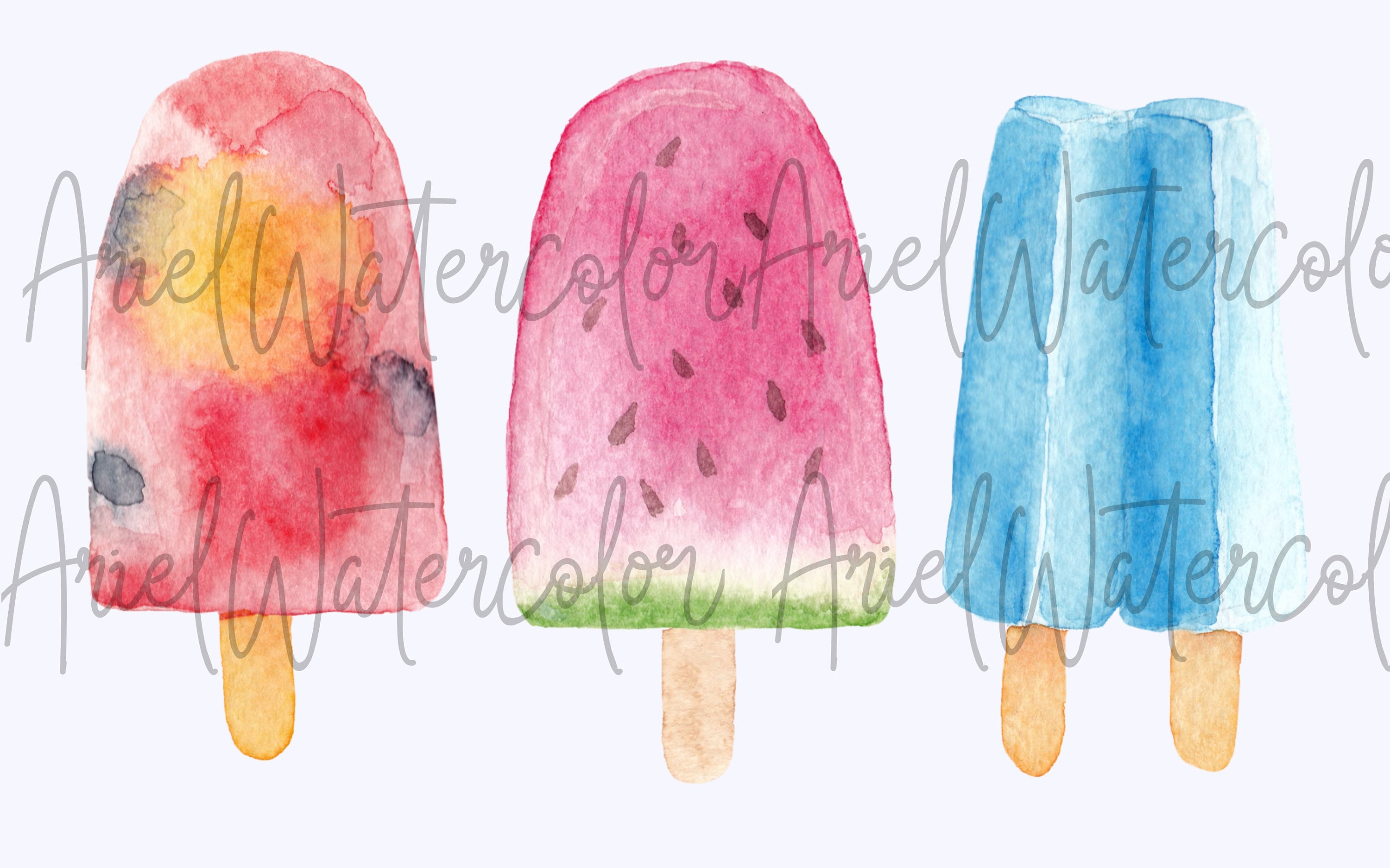 Watercolor Colourful Popsicles Clipart-png Files,hand Painted,summer - Etsy