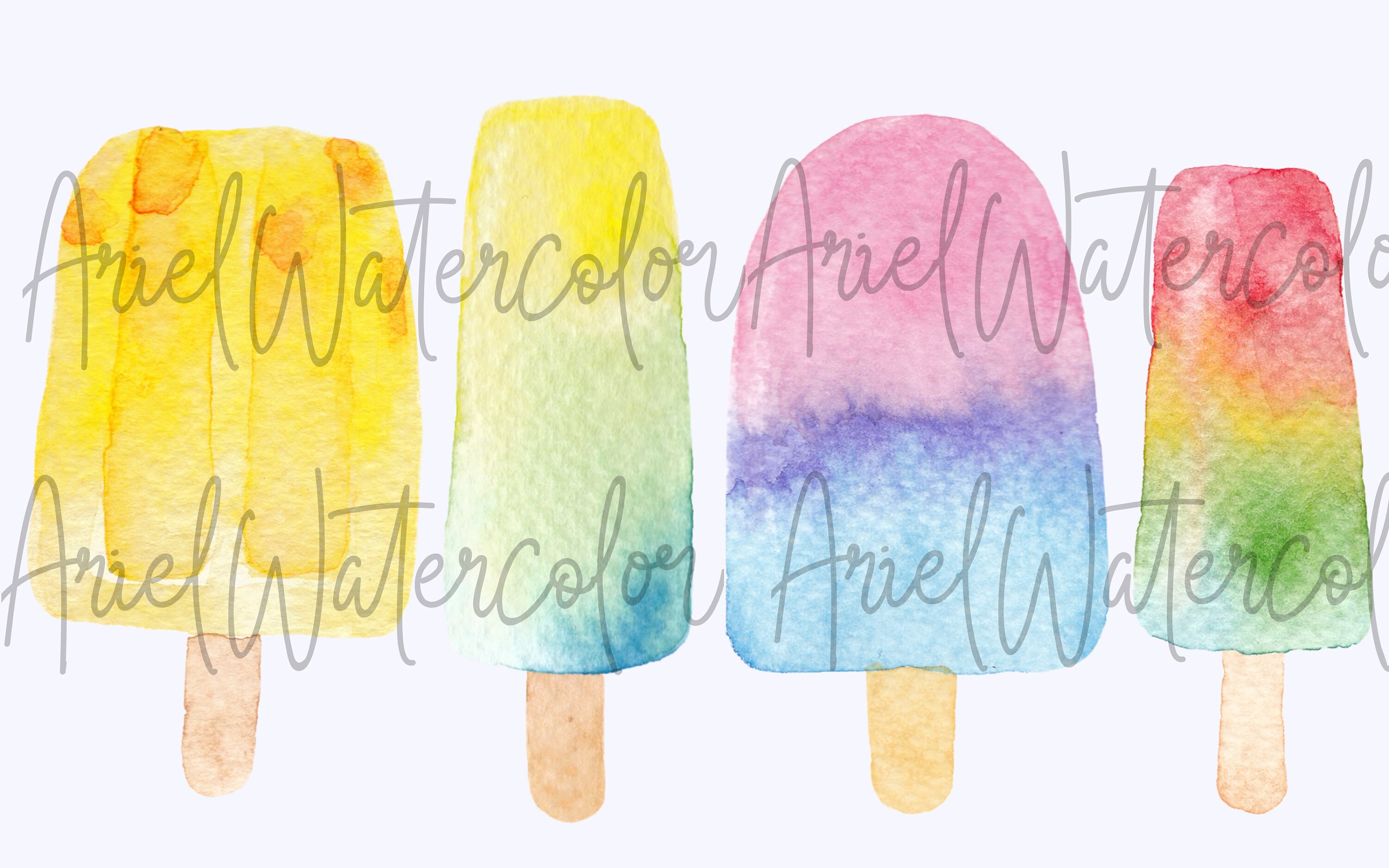 Watercolor Colourful Popsicles Clipart-png Files,hand Painted,summer - Etsy