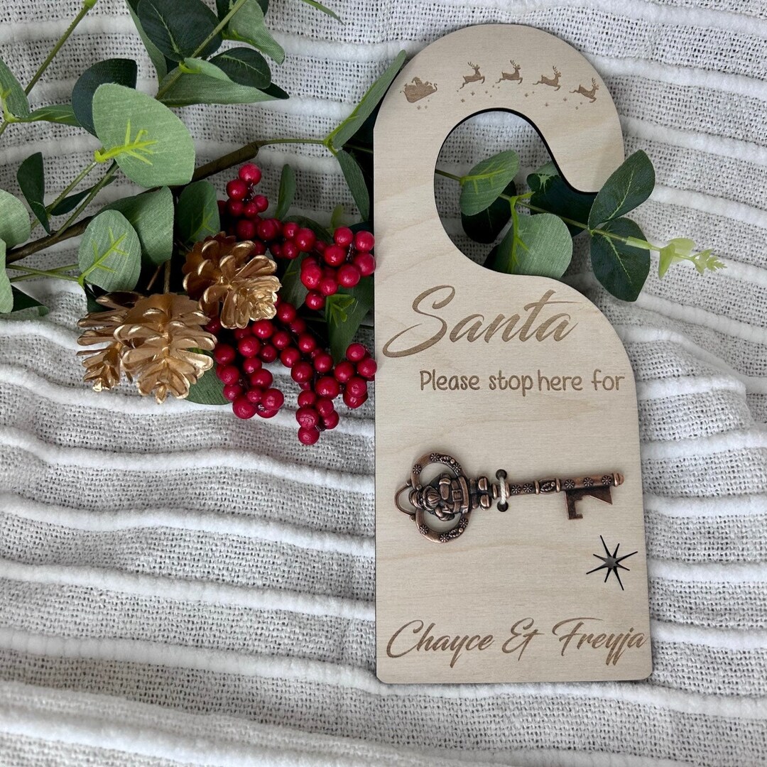SANTA STOP HERE With Magic Key, Door Hanger, Santa Stop Here Door ...