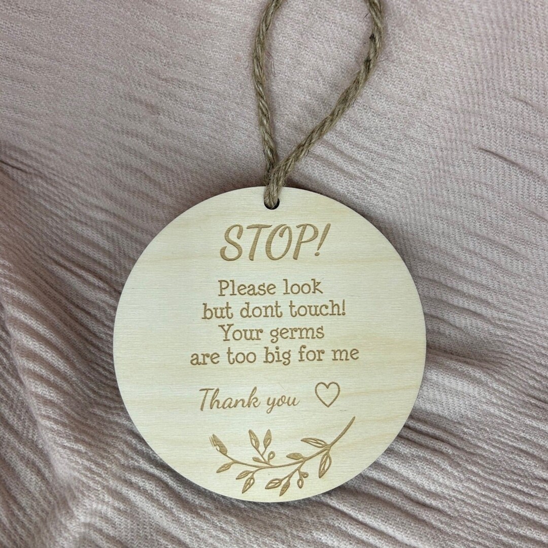 PRAM SIGN Do Not Touch, Germs, Look but Don't Touch, Big Germs, Pram ...