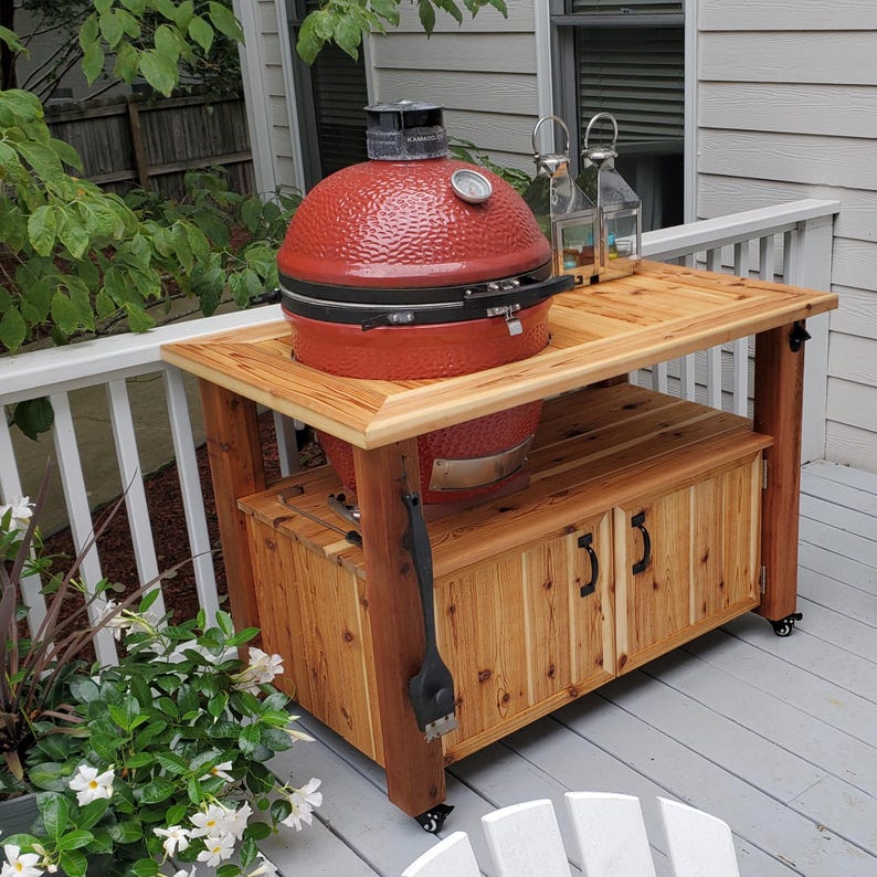 Hawkeye Ceramic Grill Table | Outdoor Grill Cart | Big Green Egg Cart ...