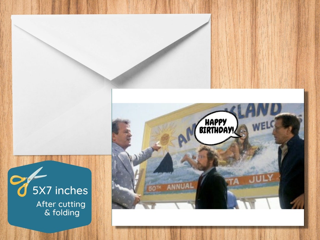 Jaws Birthday Card, Printable Card, Instant Download Card, PDF 5x7. - Etsy