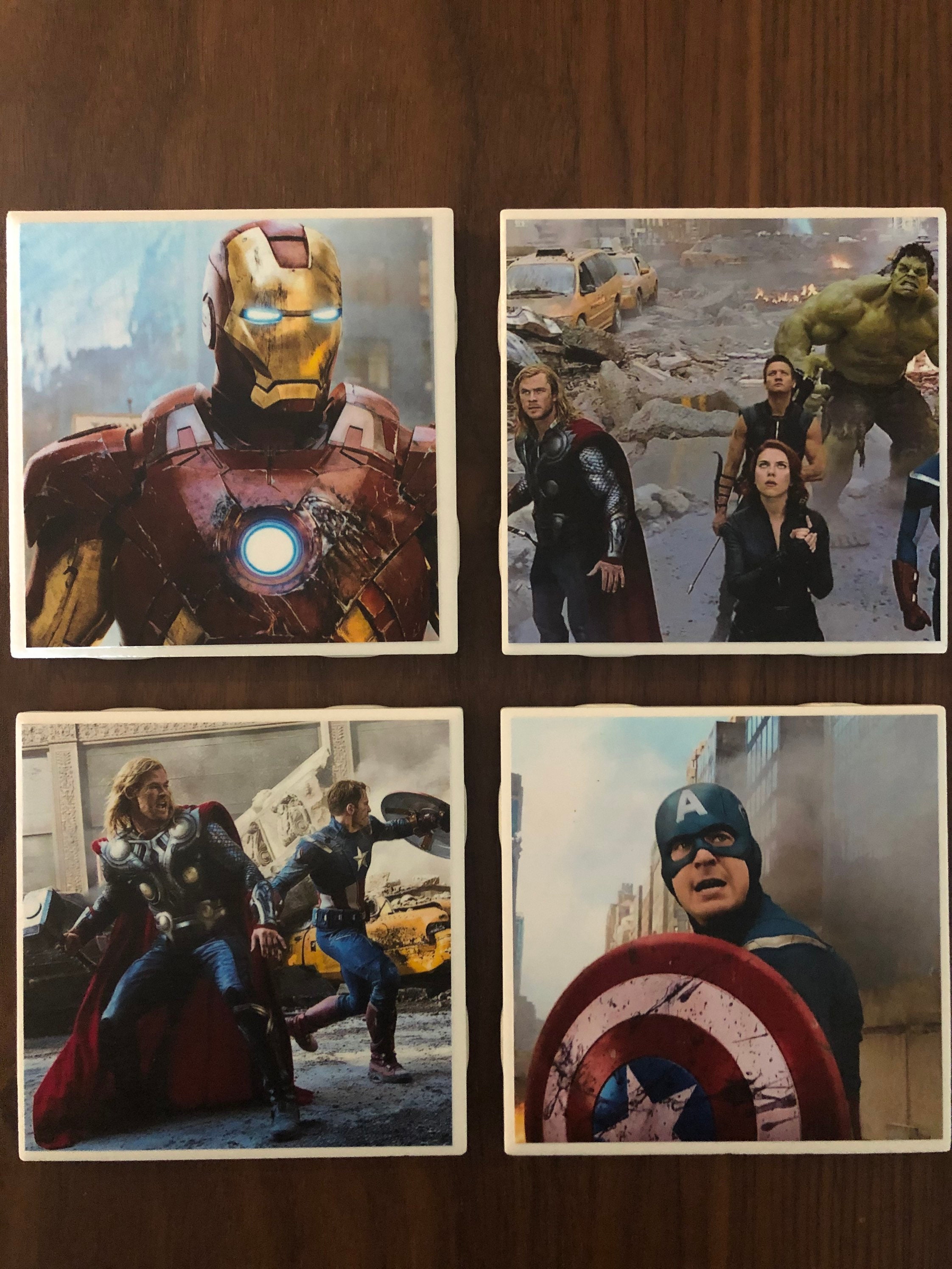 Avengers Movie Coastera Set of 4 Drink Coasters Bar | Etsy