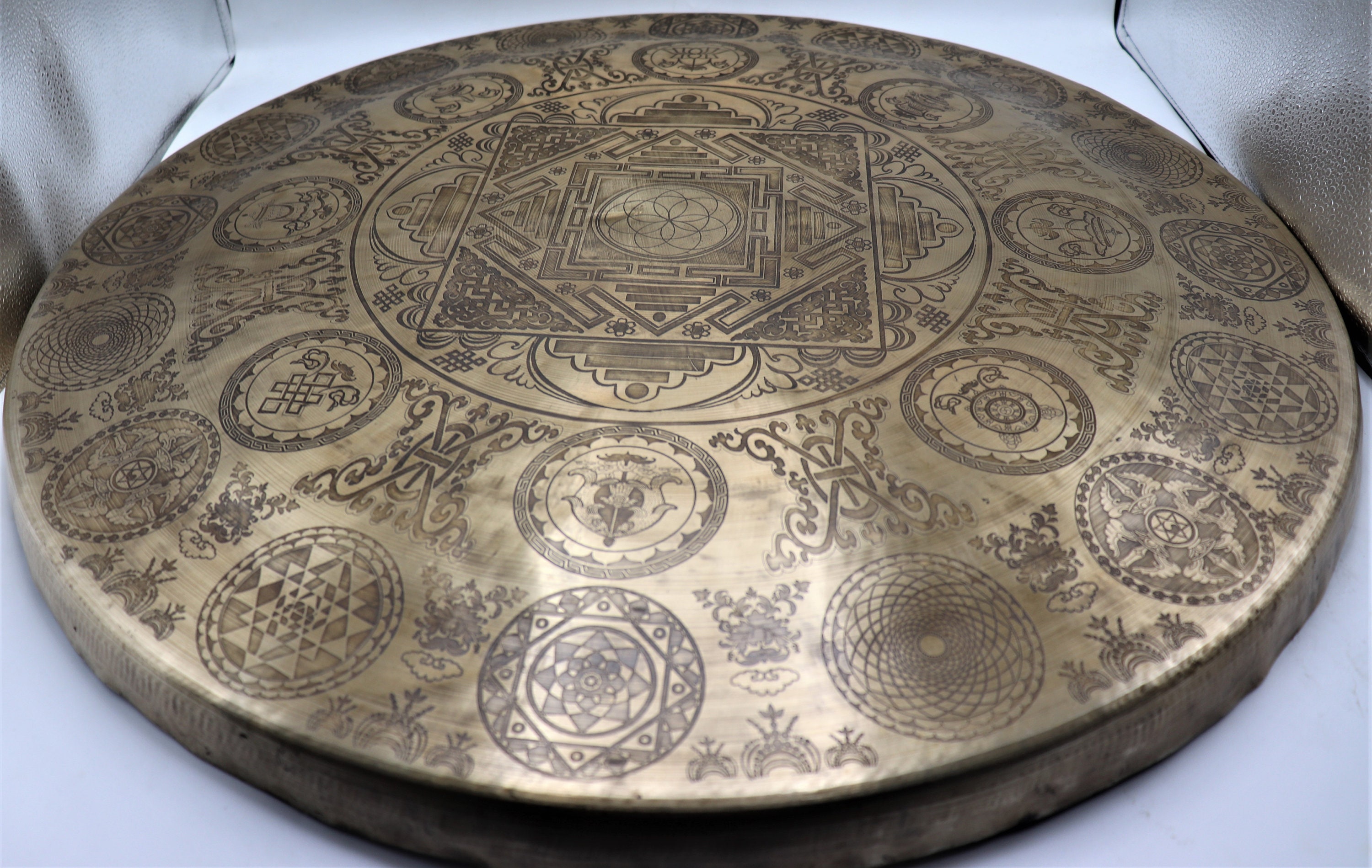 27 Inch Large Gong Bell, Special Hand-carved Gong Bell, Meditation ...