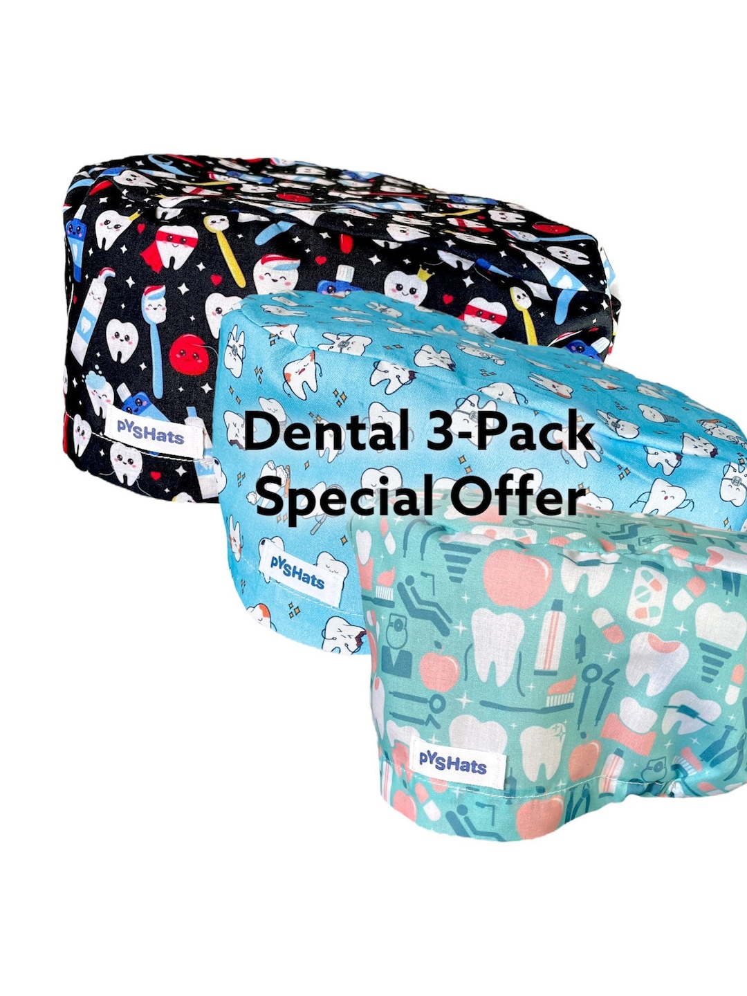 Dental 3-PACK Cap Hat - TWO SIZES Available - Handmade in Ireland - Etsy