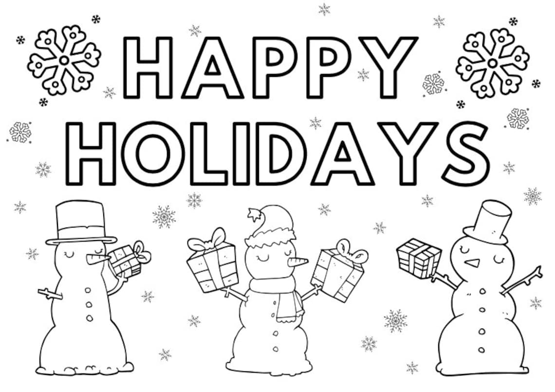 Happy Holidays Card instant download color at home | Etsy