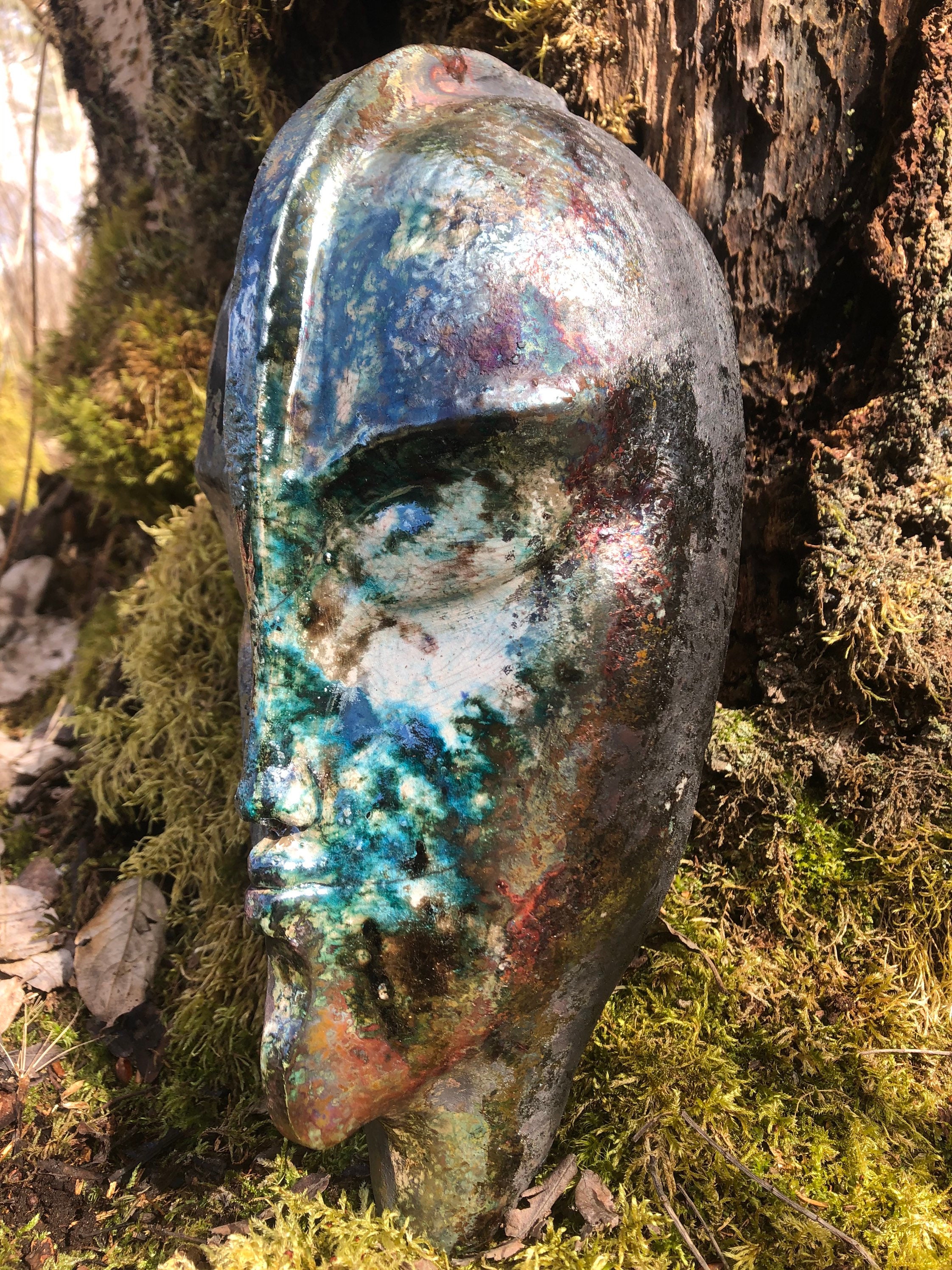 Ceramic Raku Mask, Handmade Art From Sweden, Wall Decoration, Home ...
